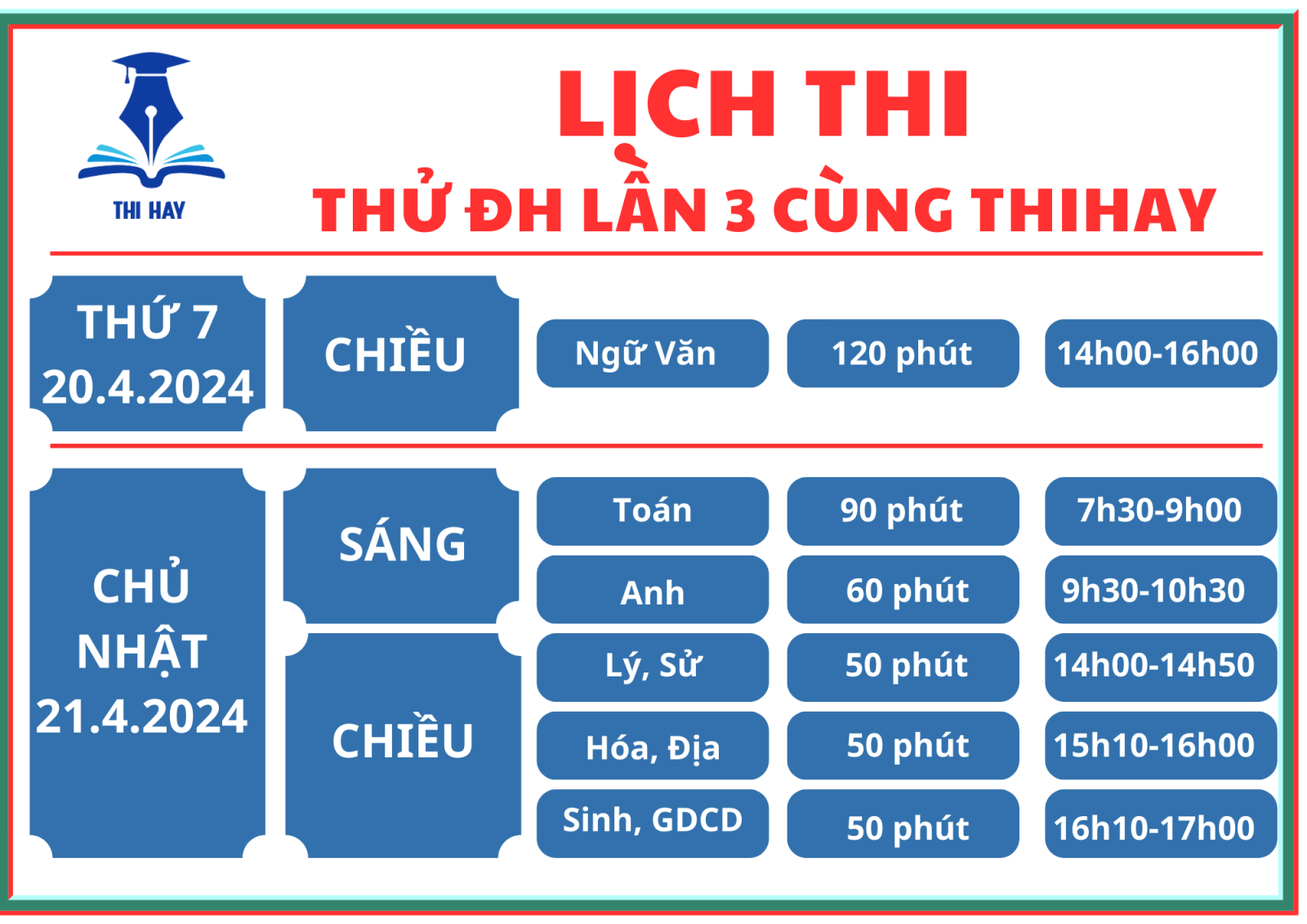 Kỳ thi THI THỬ TN THPT LẦN 3 - NĂM 2024 | Thi Hay - Siêu thị giáo dục cho học sinh và giáo viên.